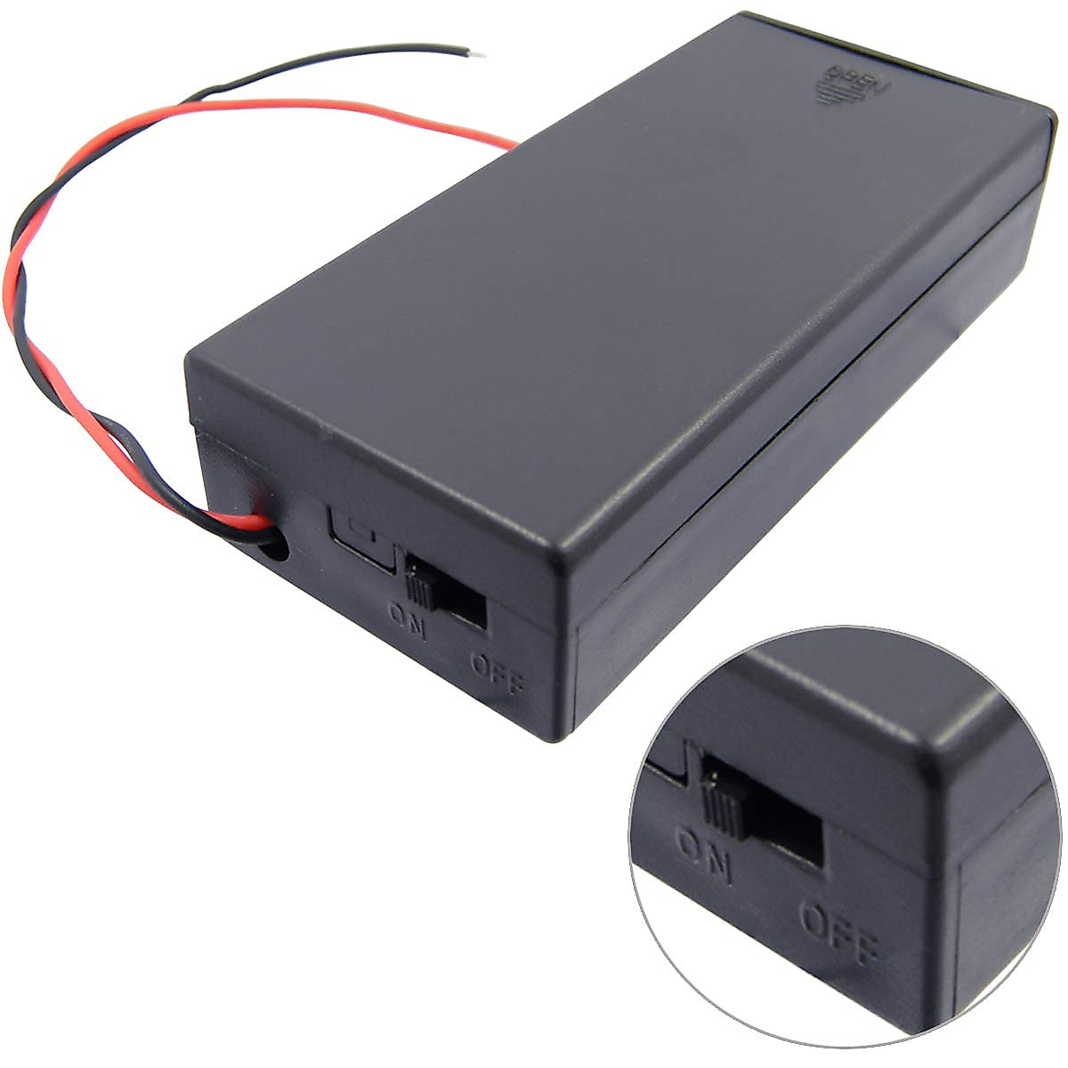 QY 3Set Black 18650 Lithium Battery Holder Case Storage Box with Thicker Wires and ON/Off Switch