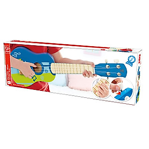 Hape Kid’s Wooden Toy Ukulele | 21 Inch Wooden Ukulele Musical Instrument with Vibrant Sound and Tunable Nylon Strings for Children, Blue