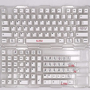 BGKYPRO Drawing Board Theme Keycaps-Thermal Sublimation PBT Keycap Set, for Mechanical Keyboards, Full 135 Key Set, Cherry Profile, English (US) Layout- White