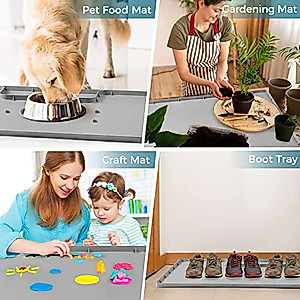 XDS The Original Under Sink Mat for Kitchen Waterproof, 34''x22'' Silicone Under Sink Liner, Cut to Fit Under Sink Tray for Kitchen Cabinets, Preventing Drips, Leaks, Spills (Light Gray)