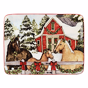 Certified International Homestead Christmas Rectangular Platter 16in x 12in, Multicolor, Large