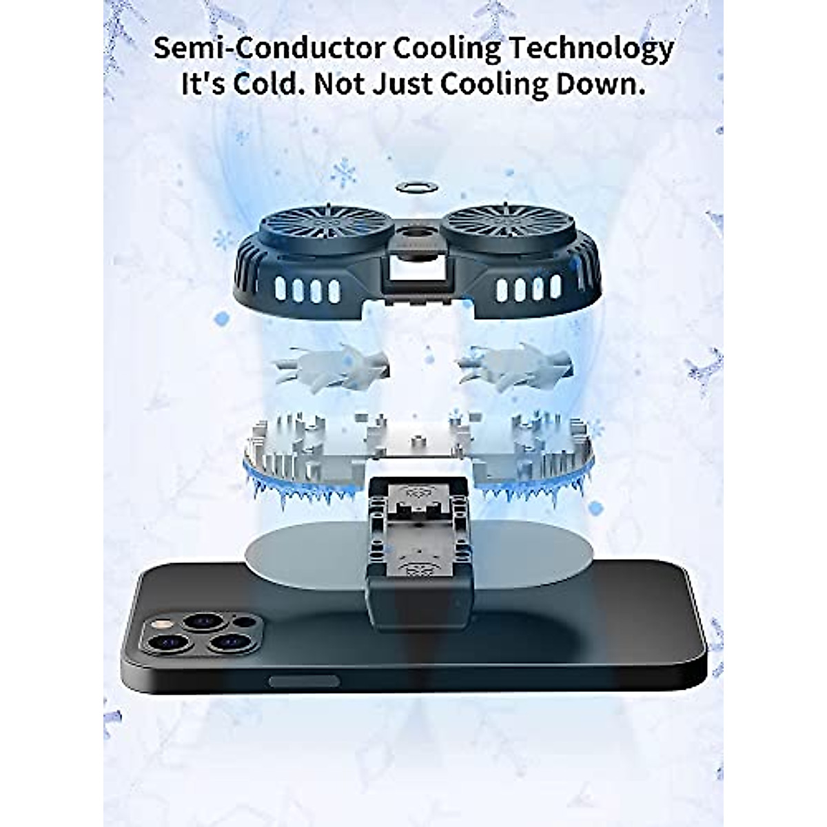SakuraClub Phone Cooler, Cell Phone Cooling Fan with Dual Cooling Chip, Cooling Case for iOS/Android Phones, Fit for Mobile Gaming, Video Streaming, Car Driving (Need to Be Plugged in)