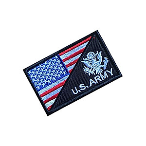 American Flag and Army Veteran US Armed Forces Patch Hook and Loop Tactical Morale Applique Fastener Military Embroidered Patch 2Pcs