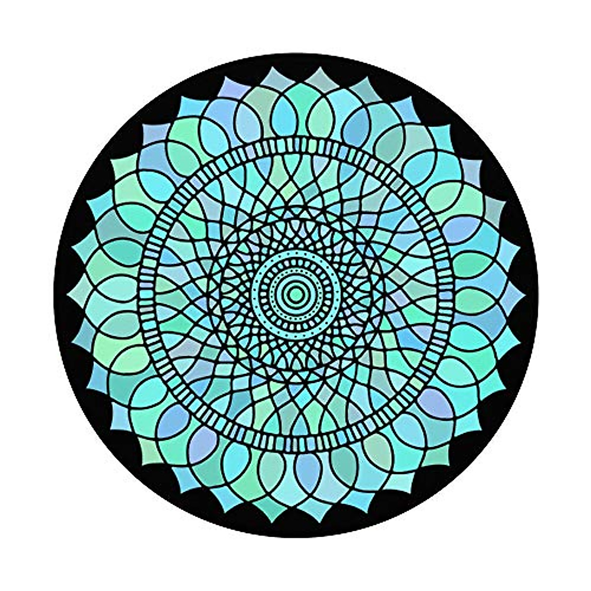 Blue Green Flower Mandala PopSockets PopGrip: Swappable Grip for Phones & Tablets