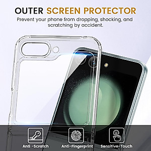VEGO for Samsung Galaxy Z Flip 5 Case with Screen Protector, TPU Crystal Clear Case, Ultra Slim, Wear-Resistant, Spray Paint Bumper Cover Case for Flip 5 Phone Case - Full Clear