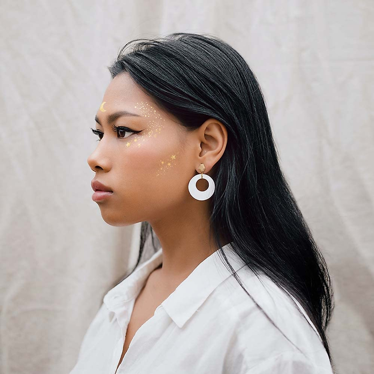 Flash Tattoos Pixie Dust Authentic Metallic Temporary tattoos-2 sheet mini pack | Includes over 24 premium foil waterproof tattoos, face glitter, face gems, festival, face freckles