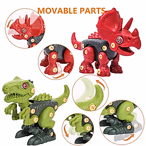 WeYingLe Take Apart Dinosaur Toys for Kids Dino Building Toy Set with Electric Drill T Rex Triceratops Velociraptor STEM Toys for 3 4 5 6 7 Year Old Boys and Girls (Triceratops)