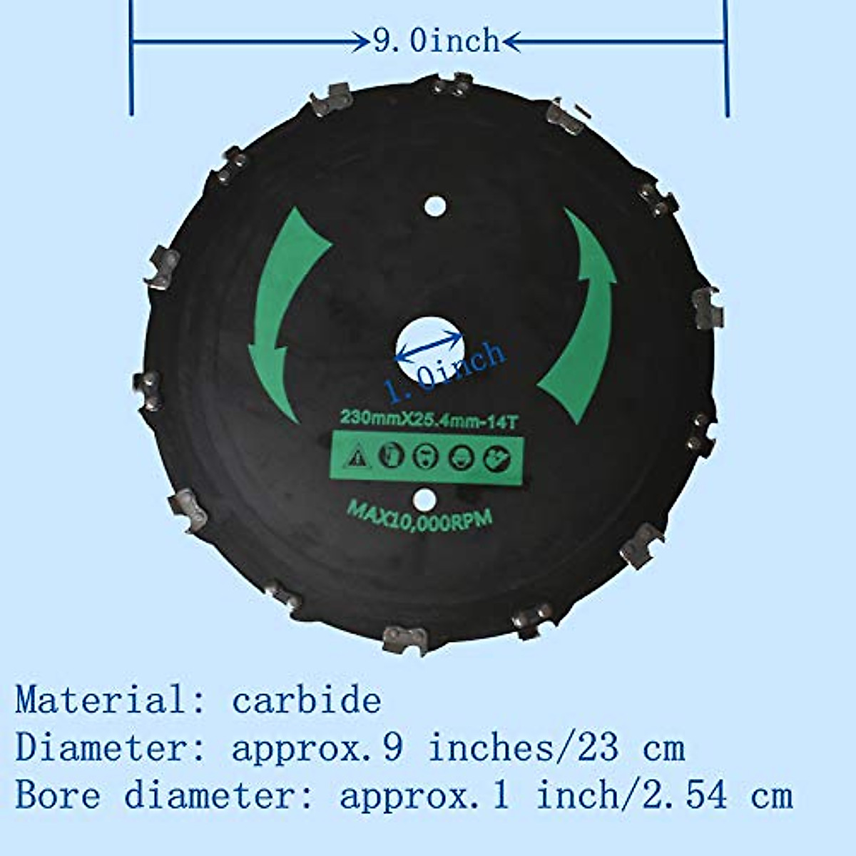 Autoparts 9 Inch Brush Cutter Grass Blade and 10 Inch 3 Teeth Carbide Steel Double Sided Blade Outdoor Trimmer Manganese Head Garden Lawn Trimmer Accessories for Mower Weed Tools