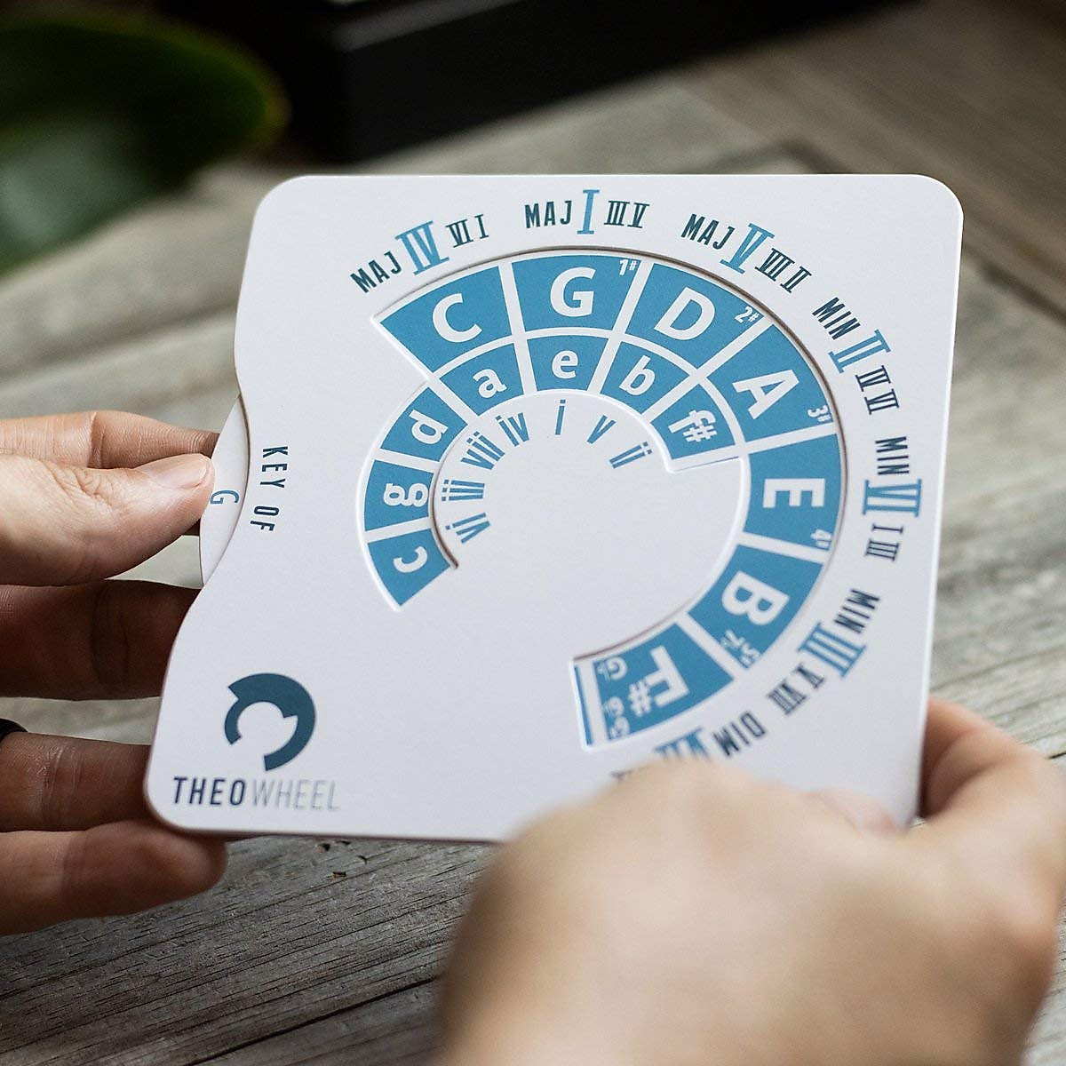 Theo Wheel - Music Theory Made Simple (Blue - Blues) - Circle of Fifths Educational Tool, Learn Major & Minor Chords for Guitar, Made In The USA - Version 2