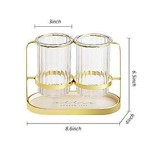 Kitchen Utensil Caddy, Plastic Draining Chopstick Cage Silverware Caddy for Party, Utensil Holder Flatware Caddy Cutlery Storage Organizer for Kitchen Decor and Countertop, Gold & White