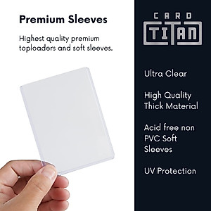 CARD TITAN PRO 3" x 4" Standard 35pt Toploaders and Soft Sleeves - Premium Quality Ultra Clear Card Sleeves - Top Loaders for Cards and Penny Sleeves for Trading Cards - Baseball Card Sleeves (200ct)