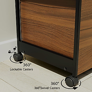 EUREKA ERGONOMIC Rolling File Cabinet with Bag for Home Office,File Cabinet 2 Drawers, Under Desk Rolling File Cabinet, Wood Filing Cabinet, Printer Stand with Storage,Walnut