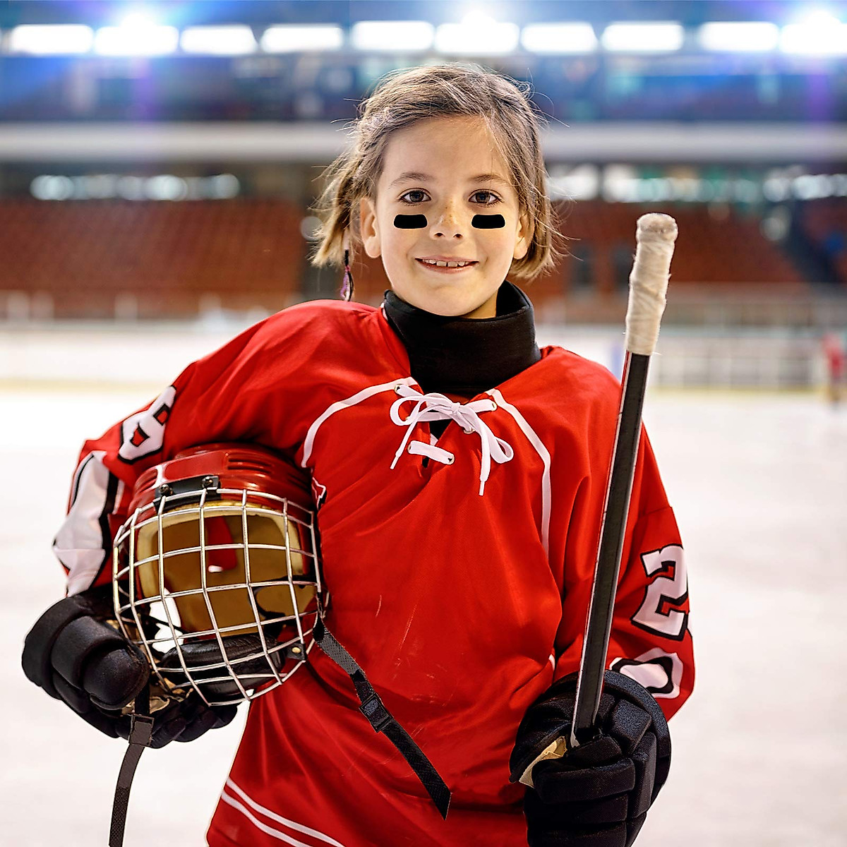 48 Pairs Sports Eye Black Stickers Eye Strips Sports Breathable Eye Stickers with 1 White Pencil for Baseball Football Softball Fans on Game Day (Black)