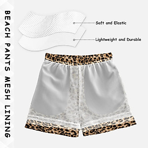 Boys Swim Trunks Summer Drawstring Toddler Swim Board Shorts Quick Dry Little Boys Bathing Suit Beach Hawaii Vacation Cheetah Print 5 Years