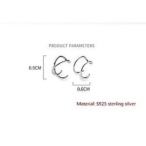 Minimalist 4 PCS S925 Sterling Silver Criss Cross Ear Cuff No Pierce Ear Cuff Sets Double Simple Lines Ear Cuff Fake Cartilage Earring Helix Piercing（4PCS）