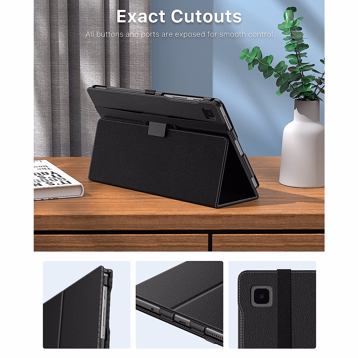 MoKo Case Compatible with Samsung Galaxy Tab A7 Lite 8.7 Inch (SM-T225/T220/T227), Slim Lightweight PU Tablet Shell Cover Stand Case Fit Samsung Galaxy Tab A7 Lite 8.7 2021 Tablet - Black