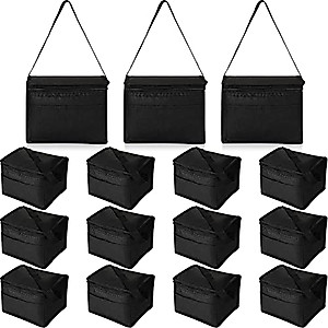 Nuogo 15 Pack Insulated Lunch Bags Bulk, Reusable Cooler Bags, Leakproof Lunch Boxes Set, Waterproof Thermal Cooler Bags, Insulated Beverage Bag for Women Men Office Work Picnic Beach (Black)