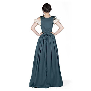 Reminisce renaissance women dress medieval Irish Costume Chemise and Over Dress (L/XL, Steel Blue)
