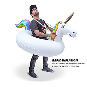 GoFloats Unicorn Costume Tube - Giant Inflatable Unicorn with Suspenders