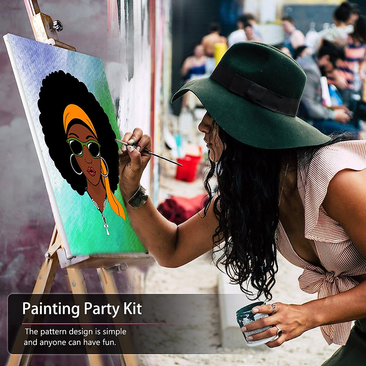 2 Pack 8x12 Canvas Painting |Pre Drawn Canvas| Pre Drawn Stretched Cotton Canvas | Afro Queen 2 |Acrylic Oil Painting Set On Canvas for Childrens & Beginners| Birthday Gift