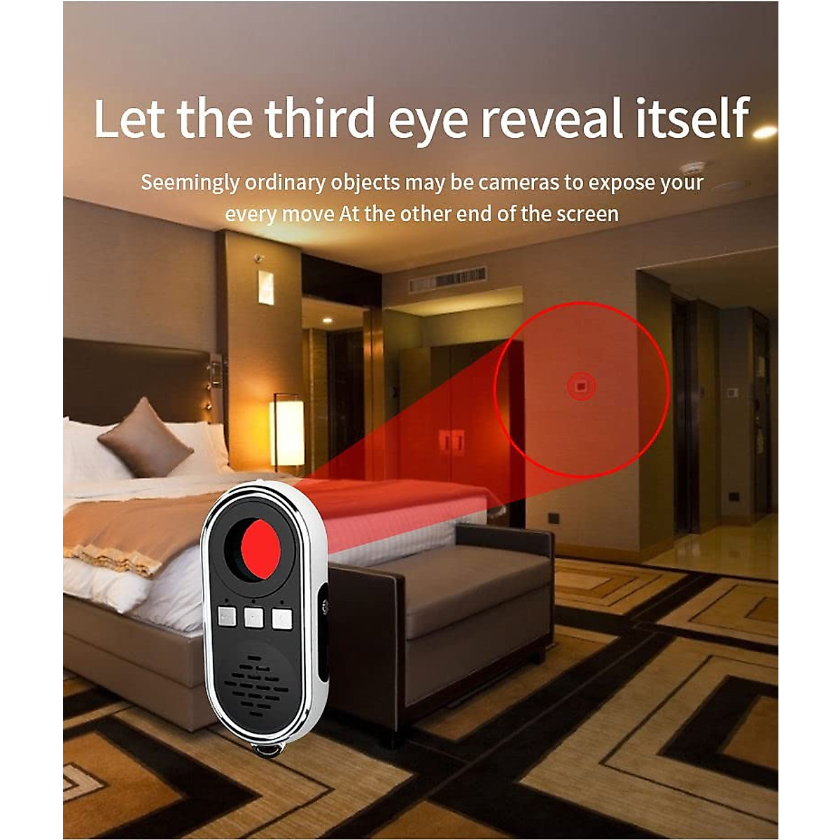 OLYAXEN Anti Hidden Camera Detector Spy Camera Finder Personal Emergency Safe Sound Alarm with Mini LED Flashlight Pocket Sized Camera Finder Locates Hidden Camera Quickly and Instantly