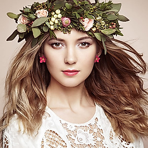 7 Pairs Boho Flower Stud Earrings for Women, Flower Shaped Daisy Earrings with Gold Bud (Cute Style)