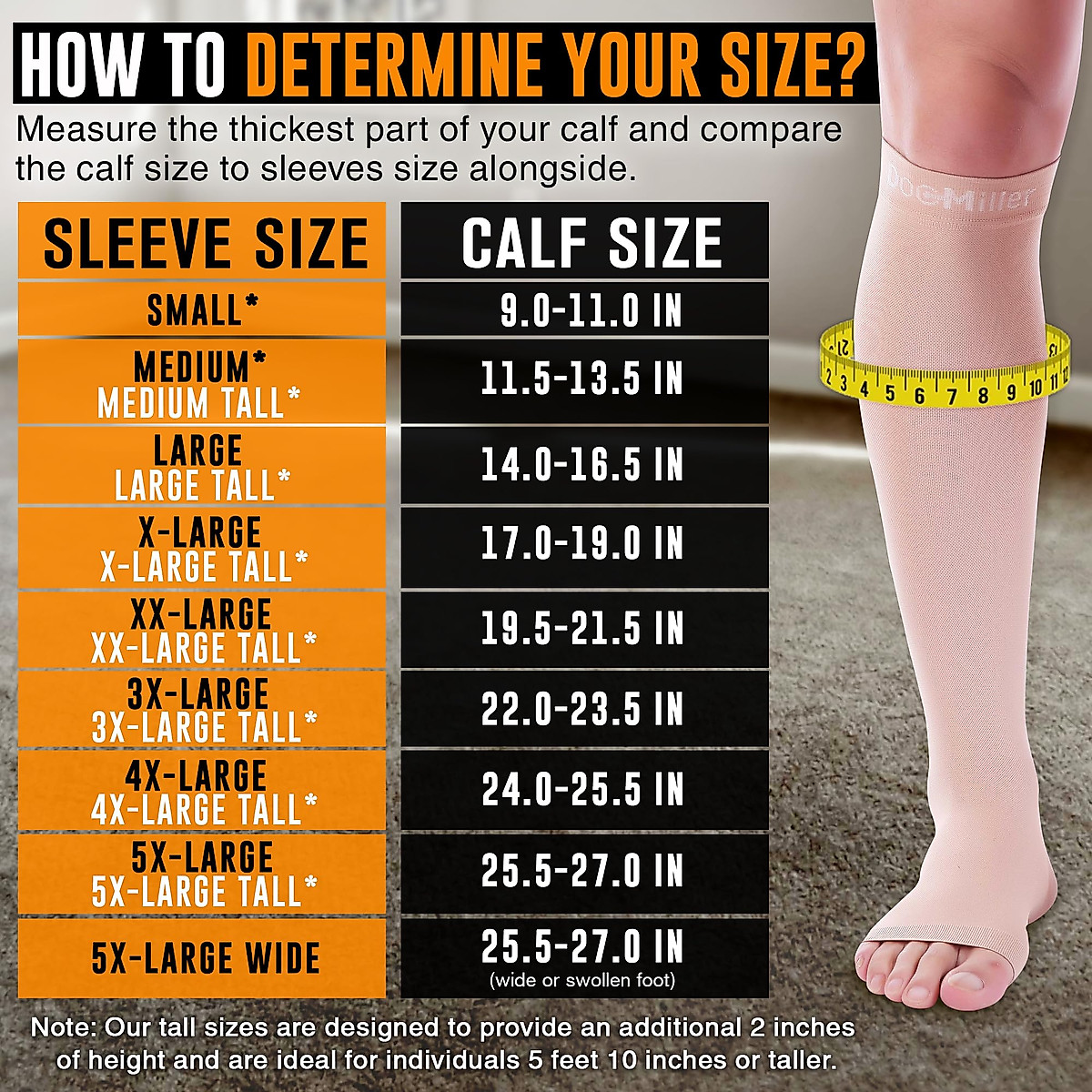 Doc Miller Open Toe Compression Socks for Women 8-15 mmHg Compression Socks for Men & Women Support Circulation, Shin Splints, Varicose Veins Recovery, 1 Pair of Knee High Socks Skin Color Large Size