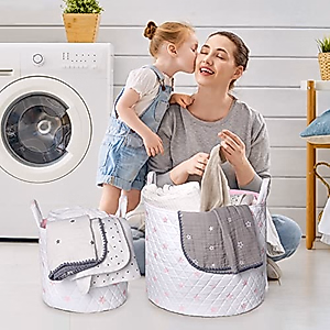 Lulumoon Large Pink Storage Basket Baby Laundry Basket, 17.7" x 15.7"