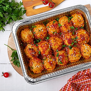 NYHI 9x13” Aluminum Foil Pans (30 Pack) | Durable Disposable Grill Drip Grease Tray | Half-Size Deep Steam Pan and Oven Buffet Trays | Food Containers for Catering, Baking, and Roasting