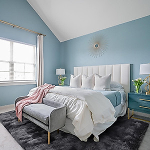 SOANNY Dark Grey Area Rugs for Living Room Bedroom, 4x6 ft Tie-Dyed Shag Lounge Carpet, Fluffy Plush Soft Throw Rug for Kids Room Nursery Indoor Furry Floor Carpets Home Decor