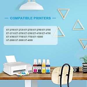 CoYlBod Sublimation Ink Refilled Ink Bottles Compatible for ET-2800 ET-2803 ET-2720 ET-4700 ET-4750 ET-4760 ET-2700 ET-2750 ET-2760 ET-3710 ET-15000 ET-3700 ET-3750 ET-3760 ET-3850