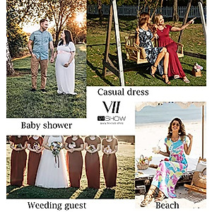 VIISHOW Women's Short Sleeve Loose Plain Maxi Dresses Casual Long Dresses with Pockets(Black, Large)