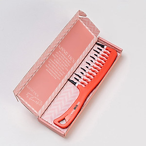 KISMETICS Big Hair Tools Extra Large Wide Tooth Comb for Thick, Curly, Wavy or Long Hair - Frizz-Free Detangling Shower Comb - Orange