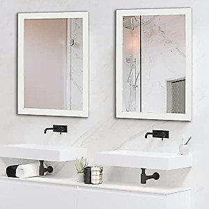 Ruomeng Rectangular Wall Mirror 20" x 28" for Bathroom, Bedroom, Entryway, Living Room, White