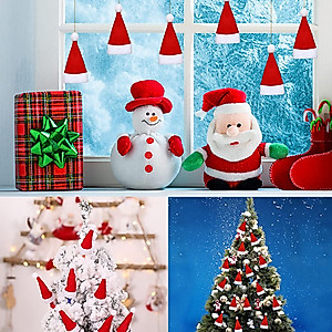 36 Pcs Christmas Santa Hat Silverware Holders Xmas Red Santa Claus Hats Tableware Holders Cute Fork Spoon Pocket Flatware Holder Mini Wine Bottle Cover DIY Lollipop Hat for Christmas Tree Dinner Decor