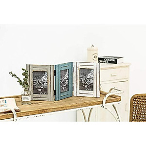 Rustic Trifold Picture Frame 3 Folding 4X6 Hinged Triple Distressed Photo Frame for Home Office Desk, Gift for Halloween, Thanks Giving Day, Christmas, New Year, Birthday, Anniversary, Mother's Day