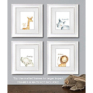 Confetti Fox Safari Animals Nursery Wall Art, Zoo Little Boy's Room, Baby Girl Toddler Kid's Decor Quotes (8x10 Unframed Set of 4 Prints)