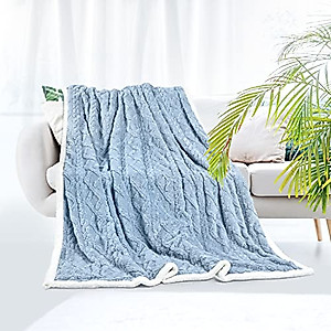 Soft Throw Blanket Double Sided, Soft Fuzzy Fluffy Cozy Blanket Plush Furry Comfy Warm Blanket for Couch Bed Chair Sofa, 50 * 60 inches