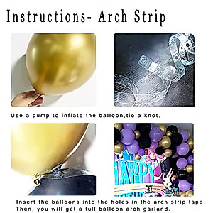 Purple Gold Black Balloon Garland Kit - 121 PCS Metallic Gold Purple Black Balloons Wednesday Party Supplies for Purple Gold Birthday Graduation 2023 Retirement Halloween Party Decoration