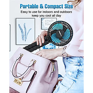 FRIZCOL Stroller Fan for Baby - Portable Fan Rechargeable - Battery Operated Fan(Use for 30Hrs) - Fan for Handheld/Clip On/Car Seat/Desk/Camping