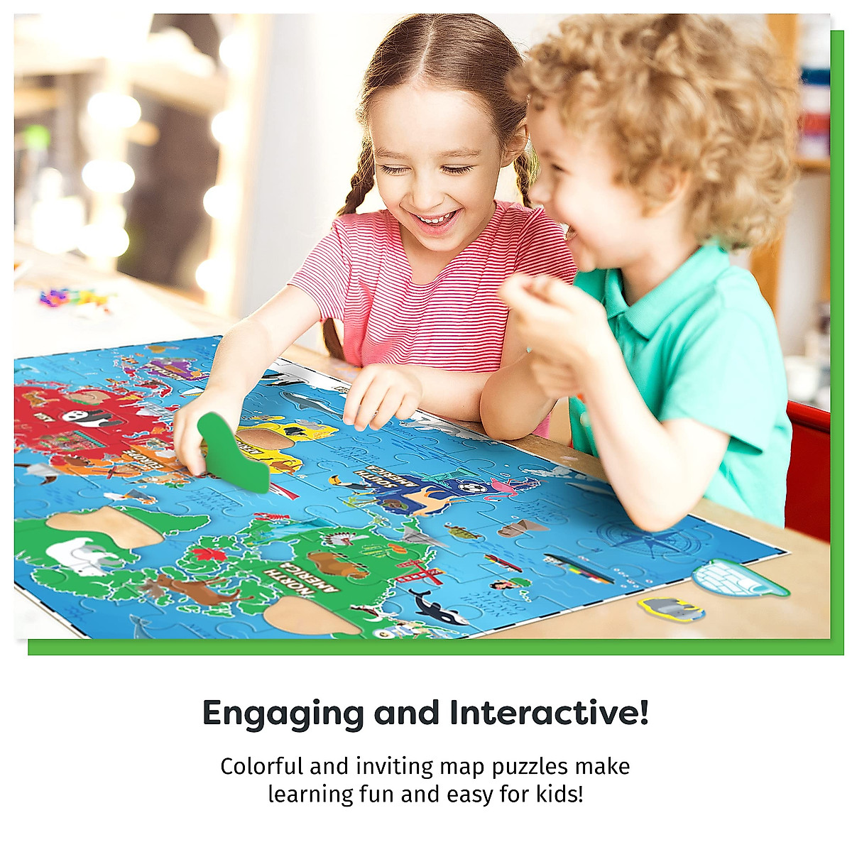 World Map Puzzle for Kids - 75 Piece - World Puzzles with Continents - Childrens Jigsaw Geography Puzzles for Kids Ages 4-8, 5, 6, 7, 8-10 Year Olds - Globe Atlas Puzzle Maps