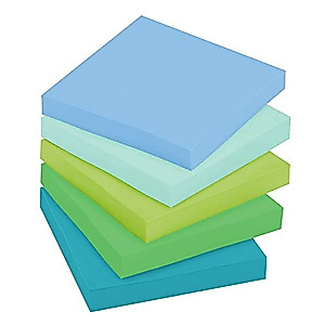 Post-it Super Sticky Recycled Notes, 3x3 in, 5 Pads, 2x the Sticking Power, Poptimistic, Bright Colors, 30% Recycled Paper (654-5SST)