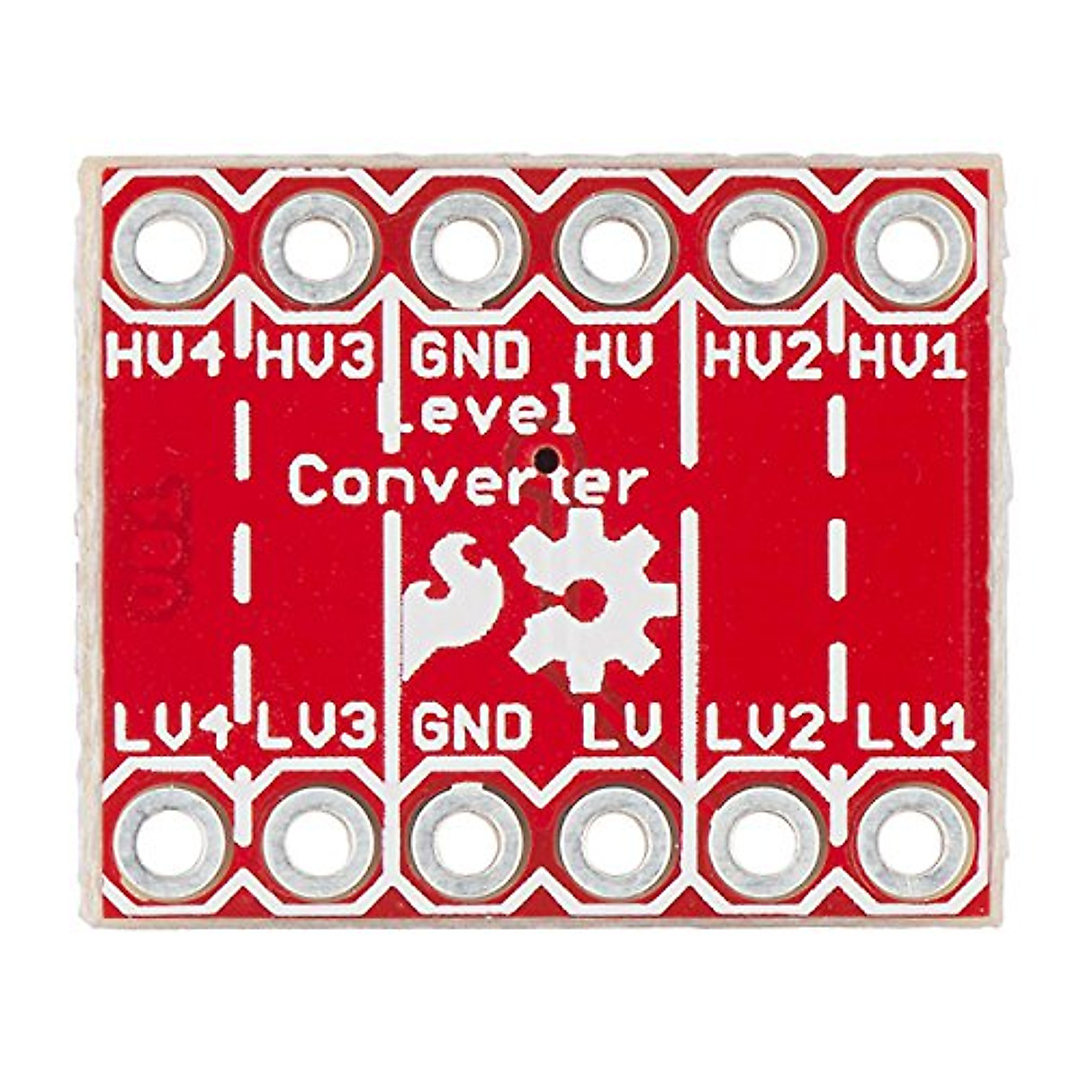 SparkFun Logic Level Converter - Bi-Directional Step Down 5V Signals to 3.3V and Steps up 3.3V to 5V Board Dimensions: 0.63 x 0.52 (16.05 x 13.33mm)