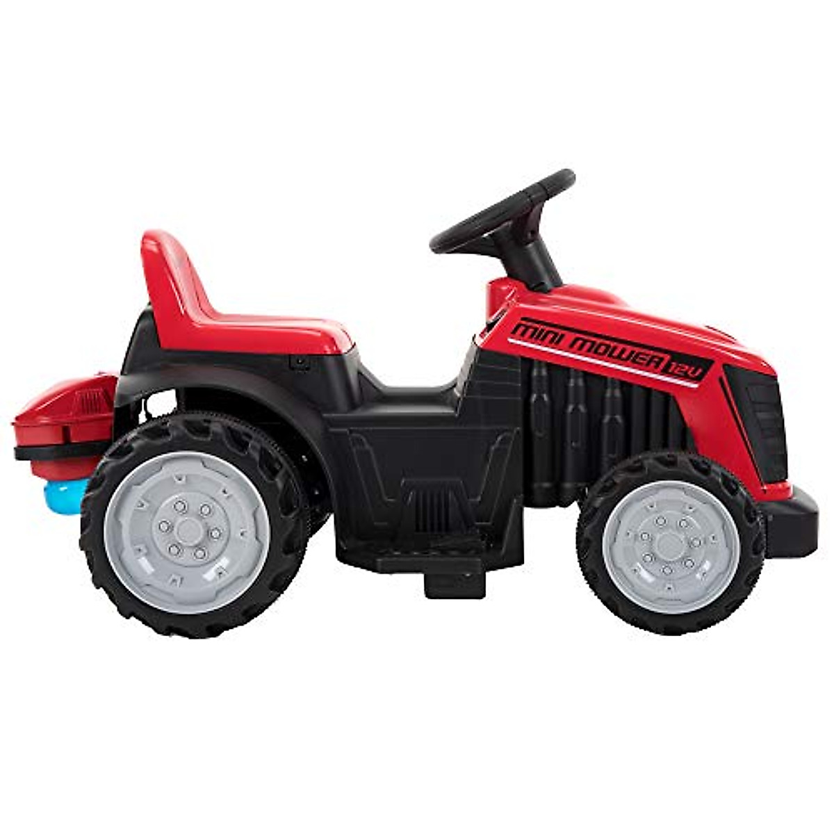 Huffy Kids Electric 12V Ride On Mini Mower Bubble Tractor, Red