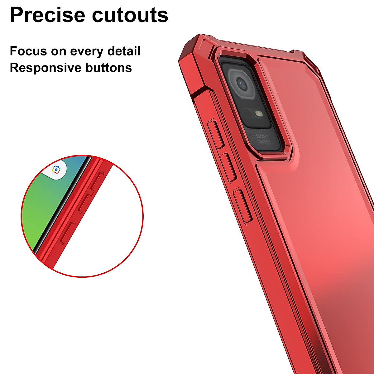 Ailiber Phone Case for TCL ION X/TCL ION V, TCL 40Z T607DL Case with Screen Protector, Dual Layer Structure Protection, Shockproof Corners TPU Bumper, Heavy Duty Protective Cover Case for TCL IONV-Red