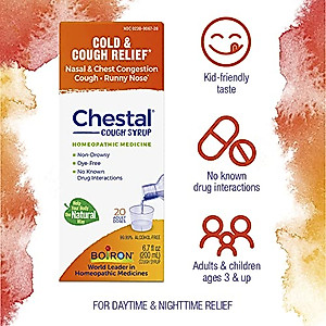 Boiron Chestal Adult Cold and Cough Syrup for Nasal and Chest Congestion, Runny Nose, and Sore Throat Relief - 6.7 Fl oz