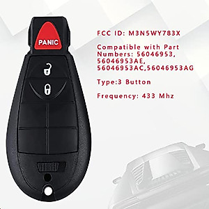 Key Fob Replacement for Dodge Charger Challenger Charger Grand Caravan Chrysler 300, RAM 1500 2500 3500 Keyless Entry Remote Start Control M3N5WY783X, Set of 2
