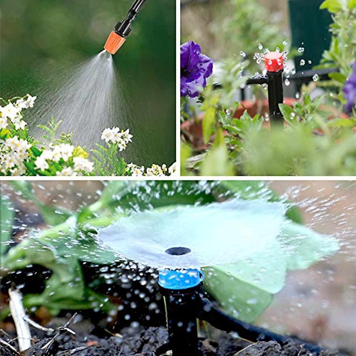 Drip Irrigation Kit, 100FT + 16FT Automatic Atomization Micro Spray Watering System with 1/4 and 1/2 inch Blank Distribution Tubing Hose,Adjustable Nozzle Emitters for Greenhouse Garden Flower Bed Patio Lawn