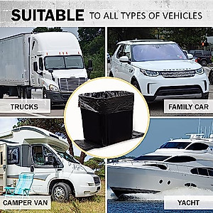 Car Trash Can Large Capacity Automotive Garbage Bin 1.4 Gallon Stability Flap for Cars & Trucks Leakproof Auto Garbage Bin & Car Trash Waste Container for Vehicles Black with Trash Bag (Black)