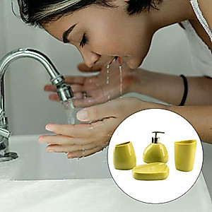 Beavorty Bathroom Accessories Set 4Pcs Acrylic Soap Dish Toothbrush Holder Tumbler Lotion Shampoo Dispenser for Farmhouse Bathroom Decor Green